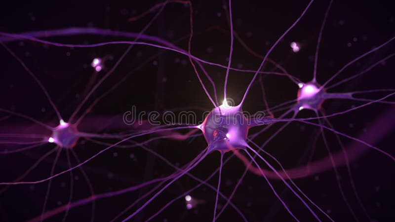 Brain Neurons and Synapse Activity Animation. Electrical Impulses ...