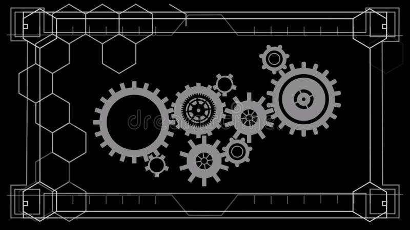 Animation of Network of Cogs Spinning and Data Processing Stock Video ...
