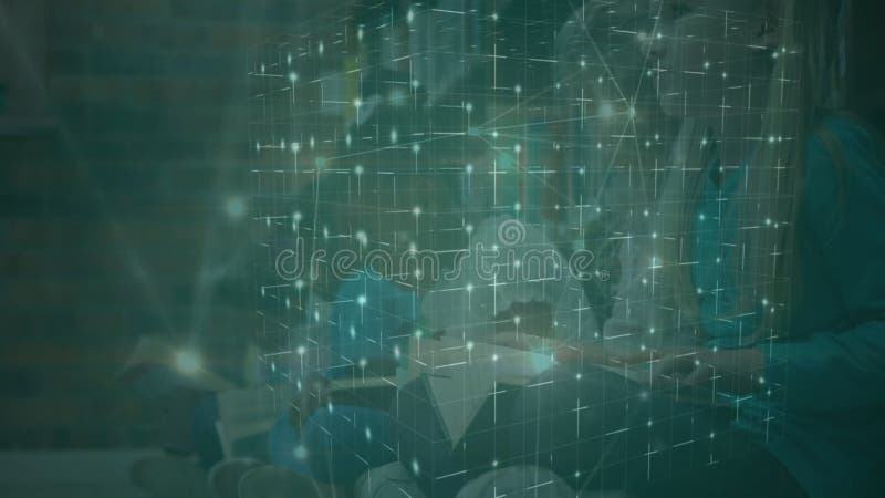 Animation of Network of Connection with Data Processing Over Caucasian ...