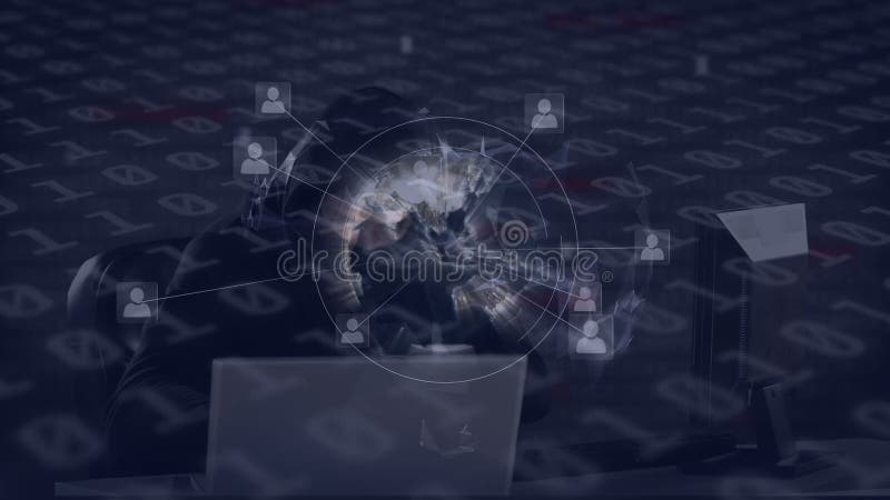 Animation Of Network Of Connections With Binary Coding And Hacker Stock Video Video Of