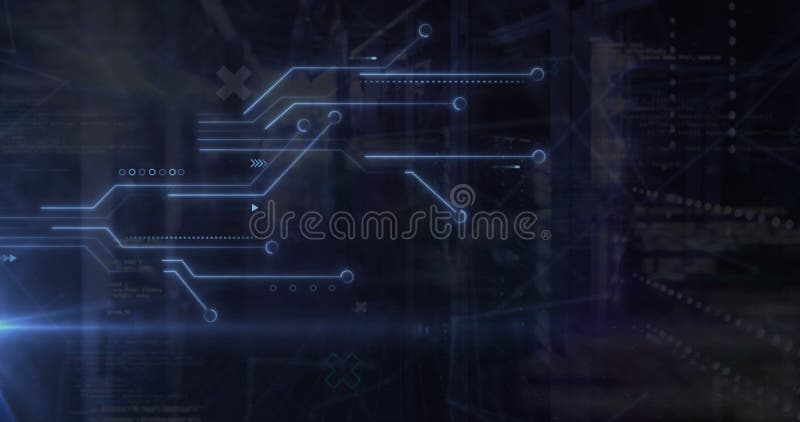 Animation of Network of Connections and Diagrams Over Server Room Stock ...