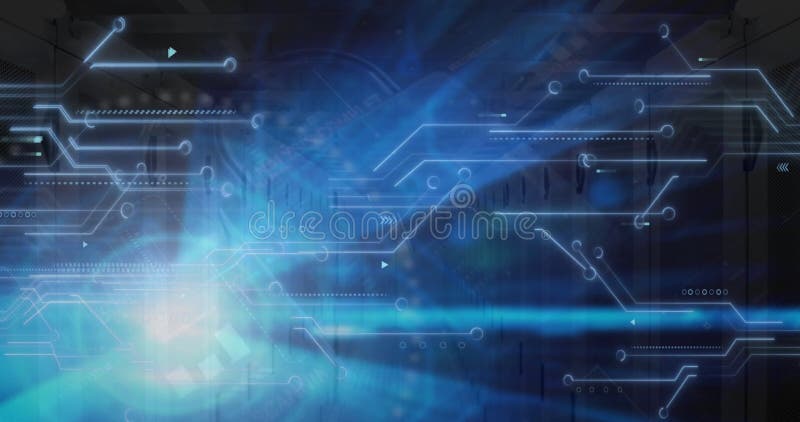 Animation of Network of Connections and Diagrams Over Server Room Stock ...