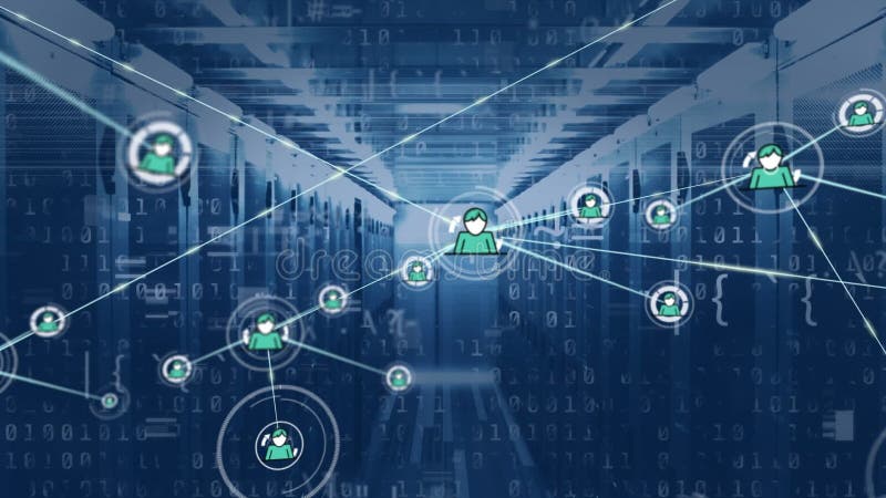 Animation of Network of Connections with Digital Icons and Binary Coding Over Computer Servers ...