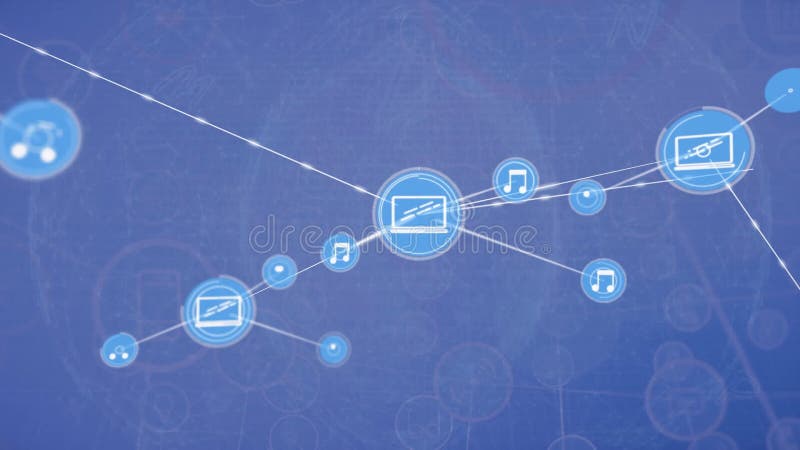 Animation of Network of Connections with Digital Icons Stock Footage ...