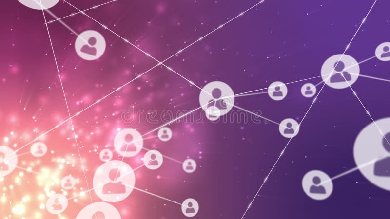 Animation of Network of Connections of Email Icons on Pink and Purple ...
