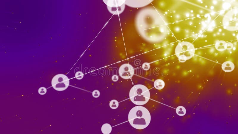 Animation of Network of Connections of Email Icons on Purple and Yellow ...