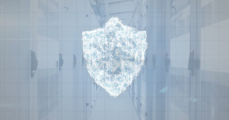 Animation of Network of Connections Forming a Security Shield Icon ...