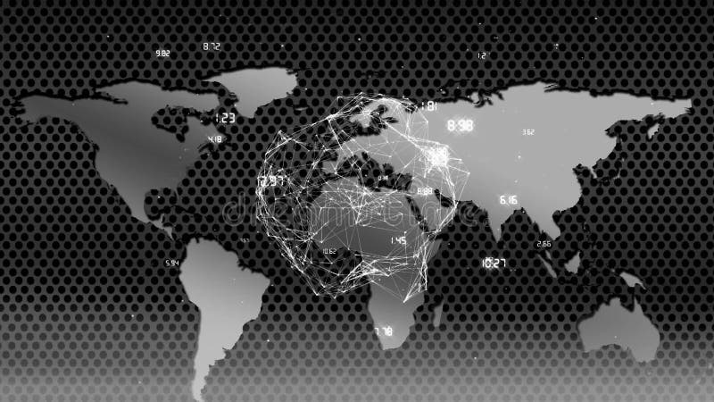 Animation of Network of Connections with Globe and World Map Background ...