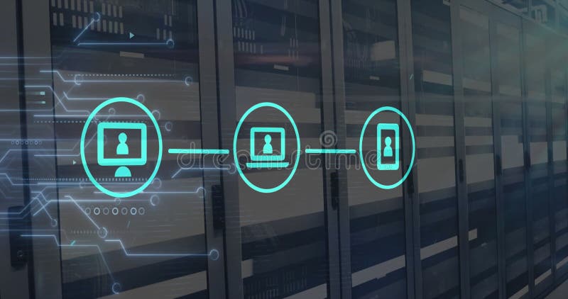 Animation of Network of Connections with Icons and Computer Circuit ...