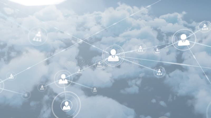 Animation of Network of Connections with Icons Over Clouds Stock Video ...