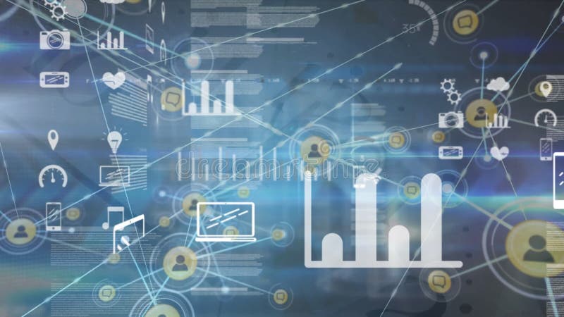 Animation Of Network Of Connections With Icons Over Data Processing Stock Video Video Of