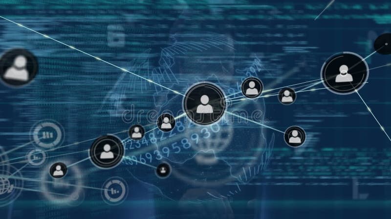 Animation Of Network Of Connections With Icons Over Data Processing Stock Footage Video Of