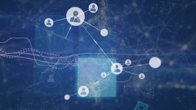 Animation of Network of Connections with Icons Over Data Processing ...