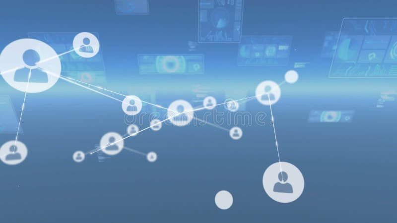 Animation of Network of Connections with Icons Over Data Processing ...
