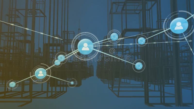 Animation of Network of Connections with Icons Over Digital City Model ...