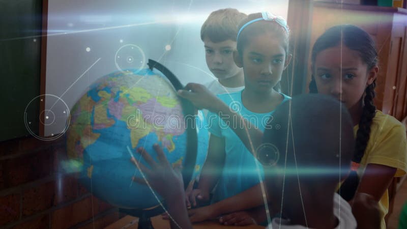 Animation of Network of Connections with Icons Over Diverse Pupils with ...