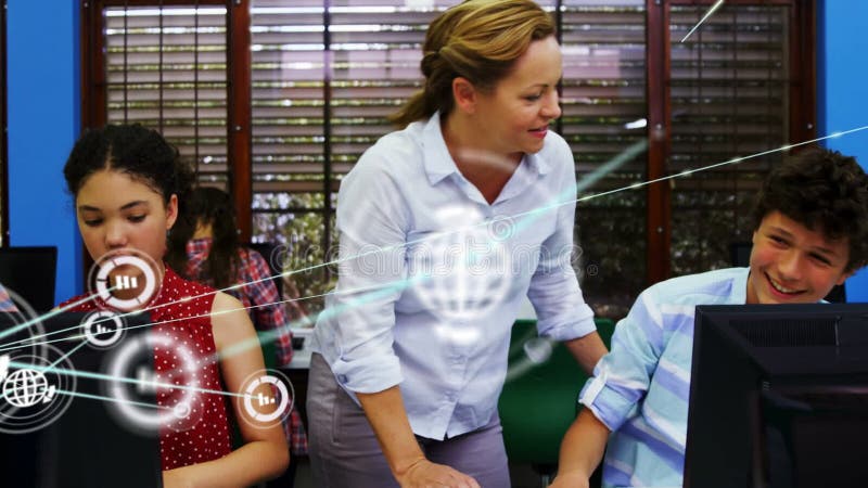 Animation of Network of Connections with Icons Over Diverse Students ...