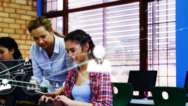 Animation of Network of Connections with Icons Over Diverse Students ...