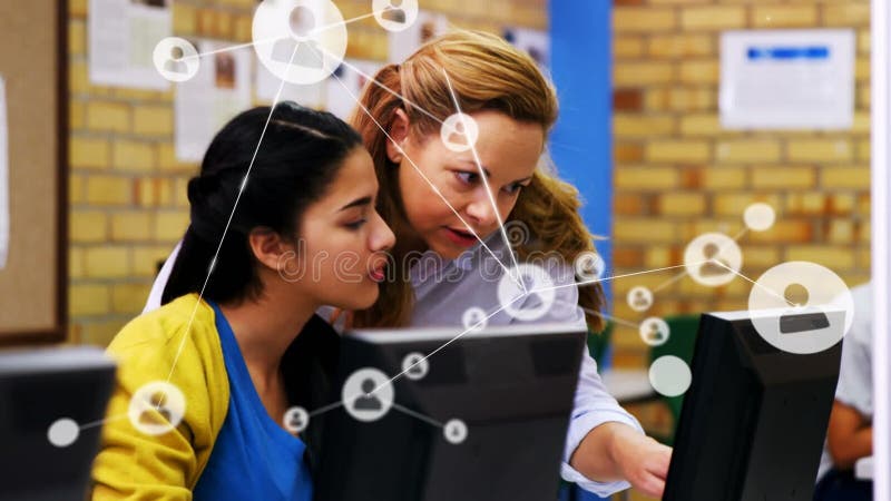 Animation of Network of Connections with Icons Over Diverse Students ...