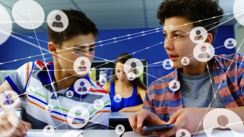 Animation of Network of Connections with Icons Over Diverse Students ...