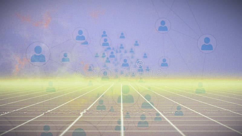 Animation of Network of Connections with Icons Over Grid Stock Video ...