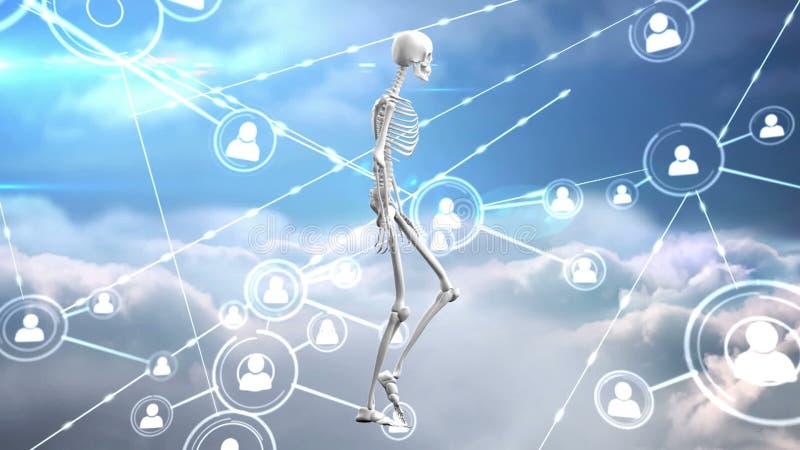 Animation of Network of Connections and Icons Over Human Skeleton Model ...