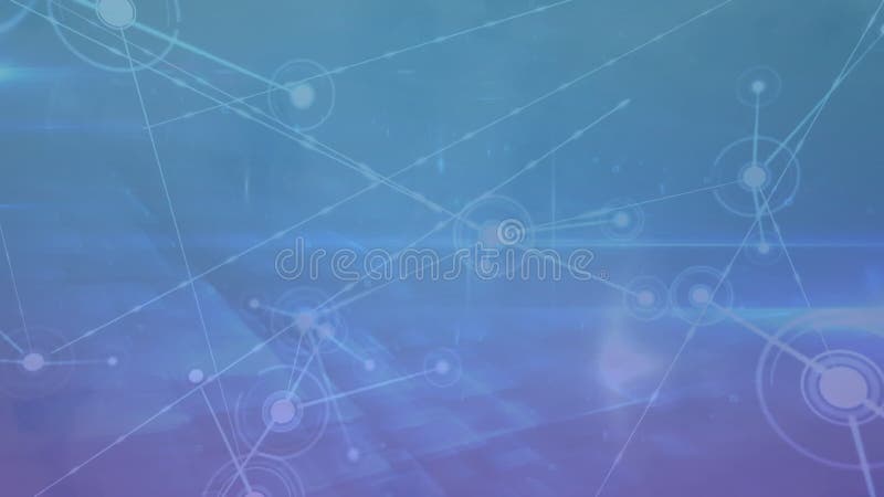 Animation of Network of Connections and Light Trails Against Blue ...