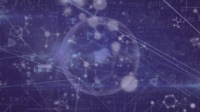 Animation of Network of Connections with Molecules on Purple Background ...