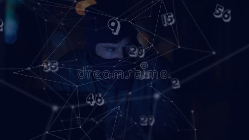 Animation Of Network Of Connections With Numbers And Hacker Stock Footage Video Of Interface
