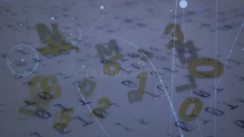 Animation Of Network Of Connections Numbers Over Binary Coding Stock