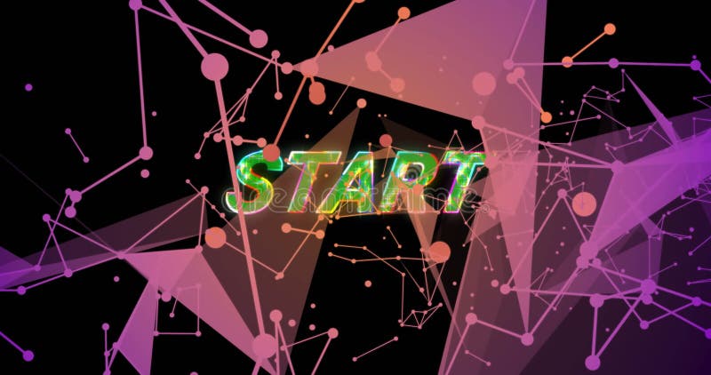 Animation of Network of Connections Over Colourful Start Text on Black ...