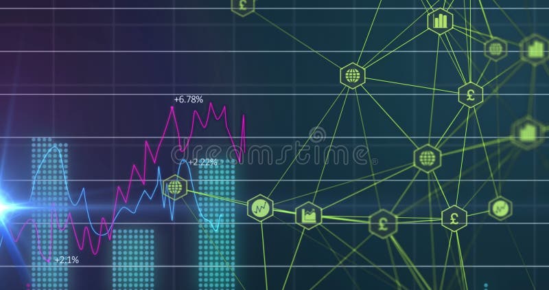 Animation of Network of Connections Over Diagrams Stock Video - Video ...