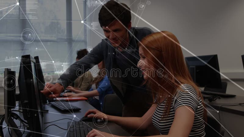 Animation of Network of Connections Over Diverse Boy and Girl Using ...