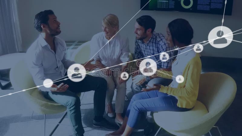 Animation of Network of Connections Over Diverse Business People in ...