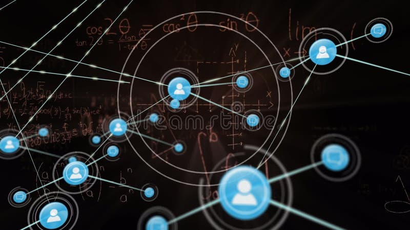 Animation of Network of Connections Over Mathematical Equations Stock ...