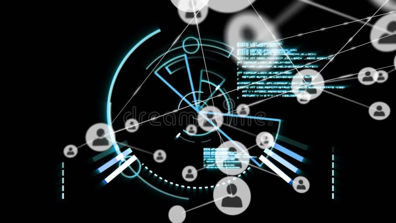 Animation of Network of Connections Over Scope Scanning on Black ...