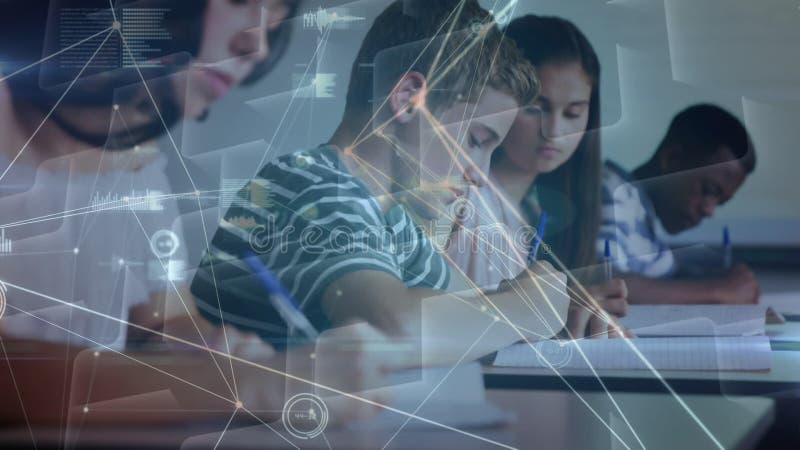 Animation of Network of Connections Over Students in Classroom Stock ...