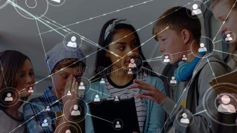 Animation of Network of Connections Over Students in Classroom Stock ...