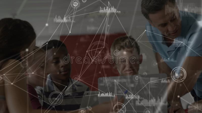 Animation of Network of Connections Over Students in Classroom Stock ...