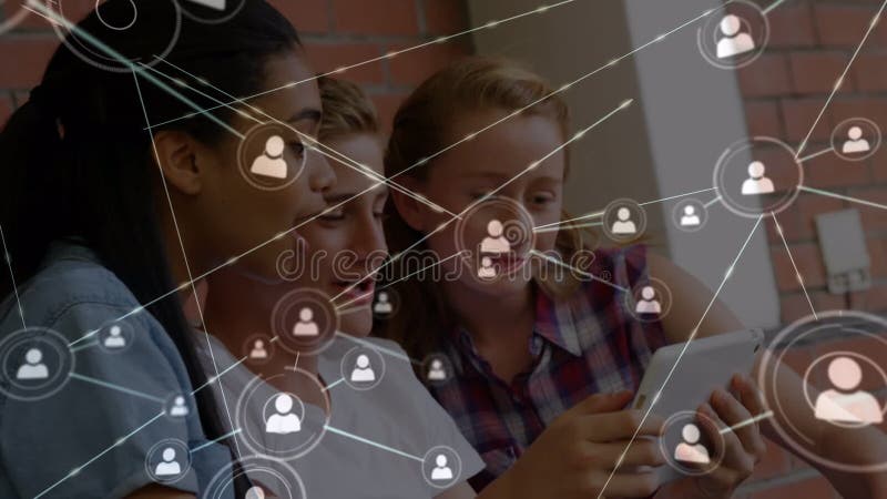 Animation of Network of Connections Over Students in Classroom Stock ...