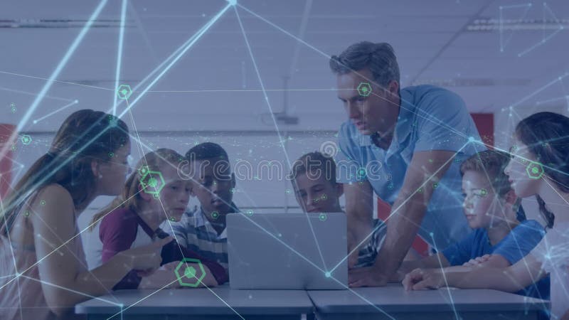 Animation of Network of Connections Over Students in Classroom Stock ...