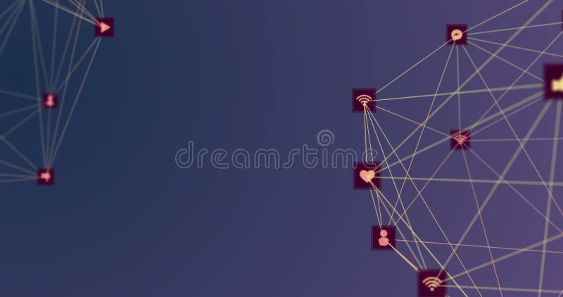Animation of Network of Connections Over Violet Background Stock Video ...