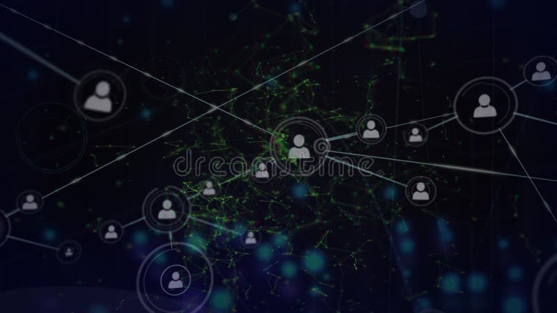 Animation of Network of Connections with People Icons on Black ...