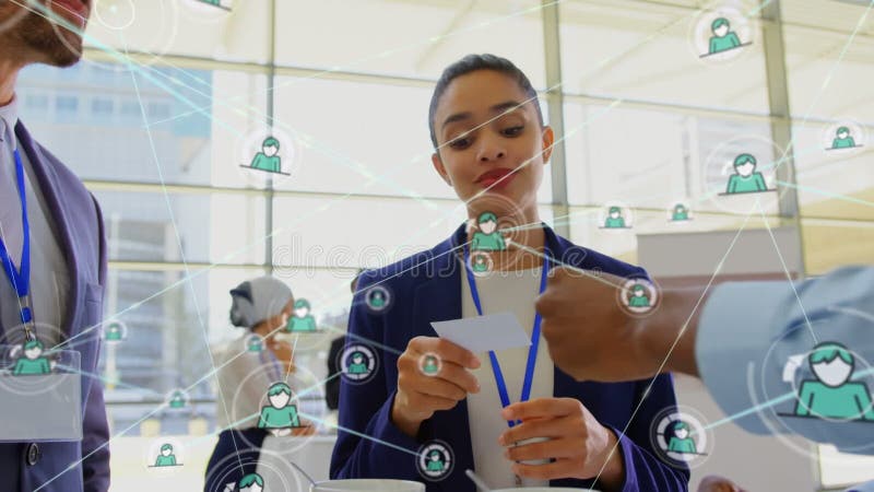 Animation of Network of Connections with People Icons Over Diverse ...