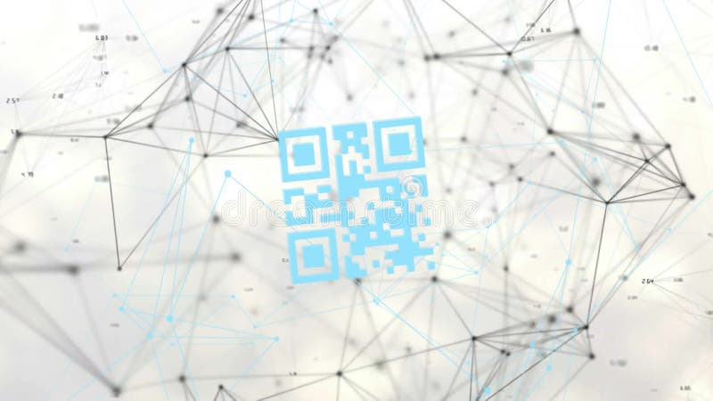 Animation of Network of Connections with Qr Code on White Background ...