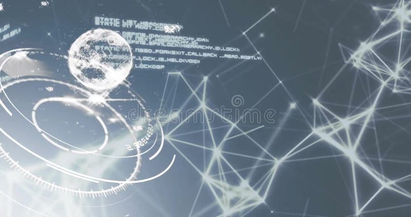 Animation of Network of Connections with Spots Over Globe Stock Footage ...