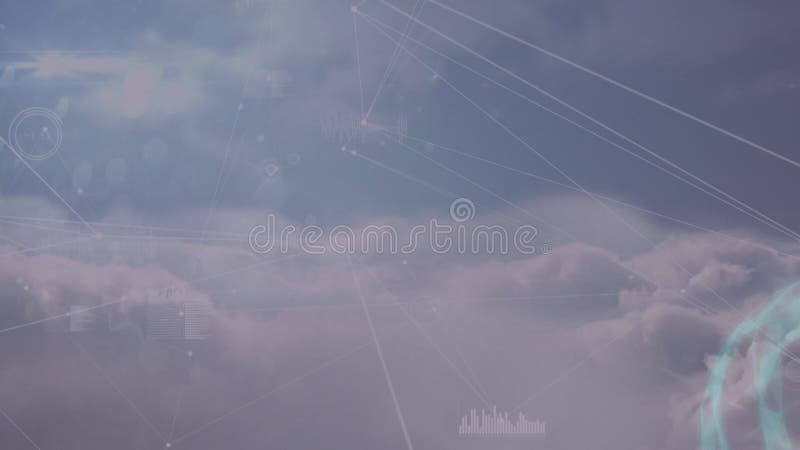 Animation of Network of Connections with Statistics Over Clouds and Sky ...