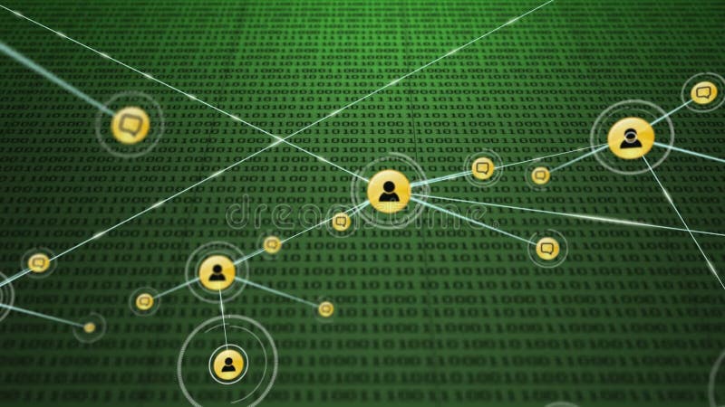 Animation of Network of Digital Icons and Binary Coding Against Green Background Stock Footage ...