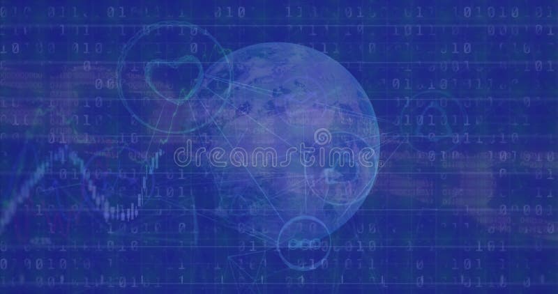 Animation of Network of Digital Icons and Binary Coding and Globe ... Animation of Network of Digital Icons and Binary Coding and Globe ...