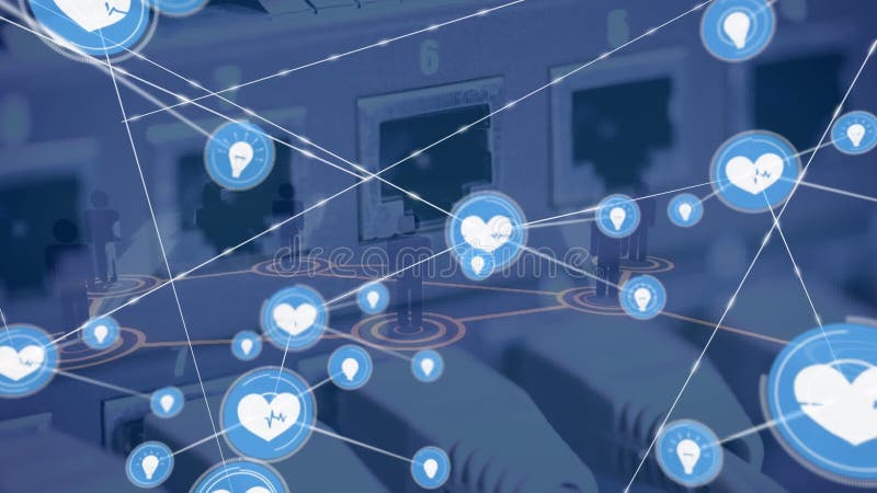 Animation of Network of Digital Icons and Business Networking Icons ...